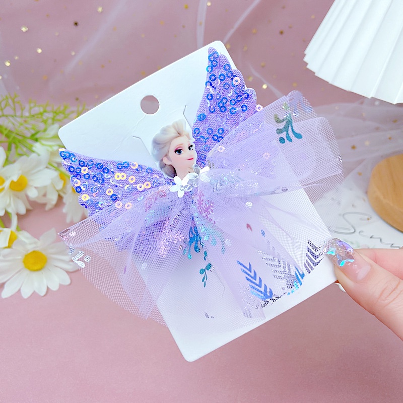 Elsa Princess Wings Yarn Dress Hairpin | Girls Frozen Cute Bow Clip ...