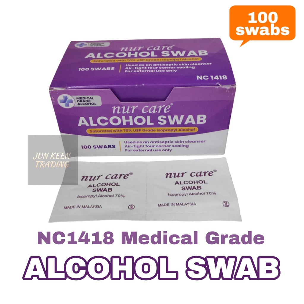 Nur Care Alcohol Swab 100's (NC1418 Medical Grade) 70% Isopropyl ...
