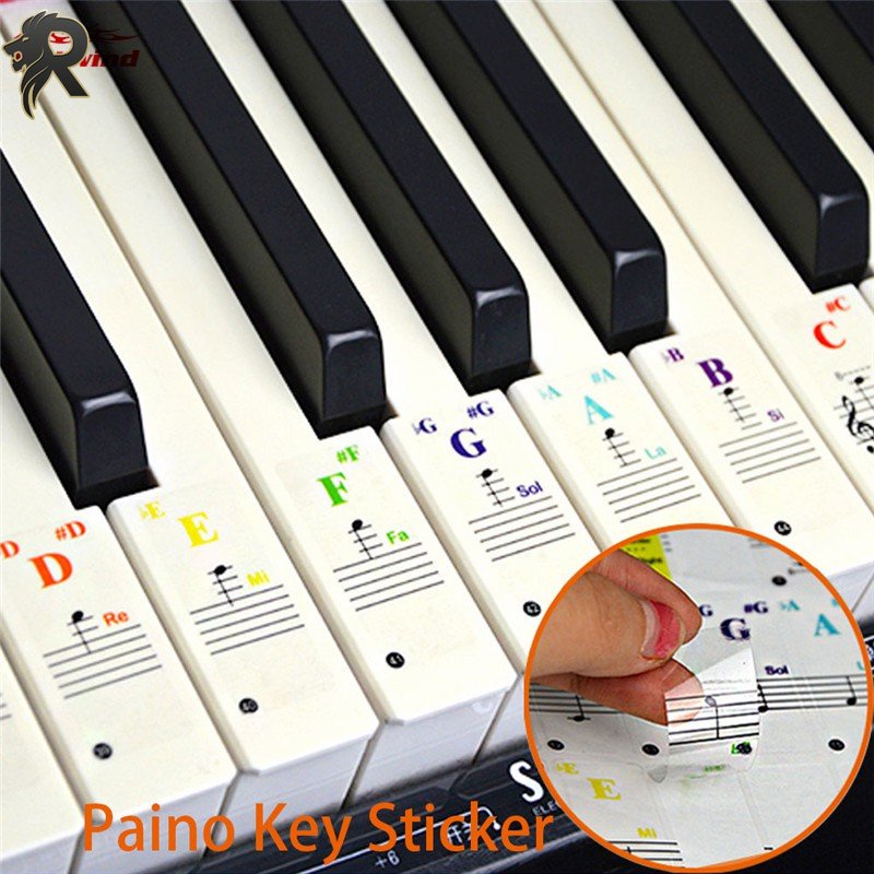 RL HW 88/61 Key Piano Colorful Stickers Transparent Notes Notation ...