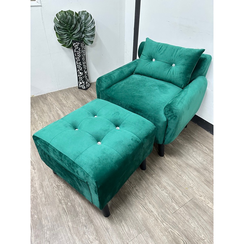 VC SINGLE DIAMOND VELVET SOFA 1SEATER ARM CHAIR ADULT SOFA+STOOL SET ...