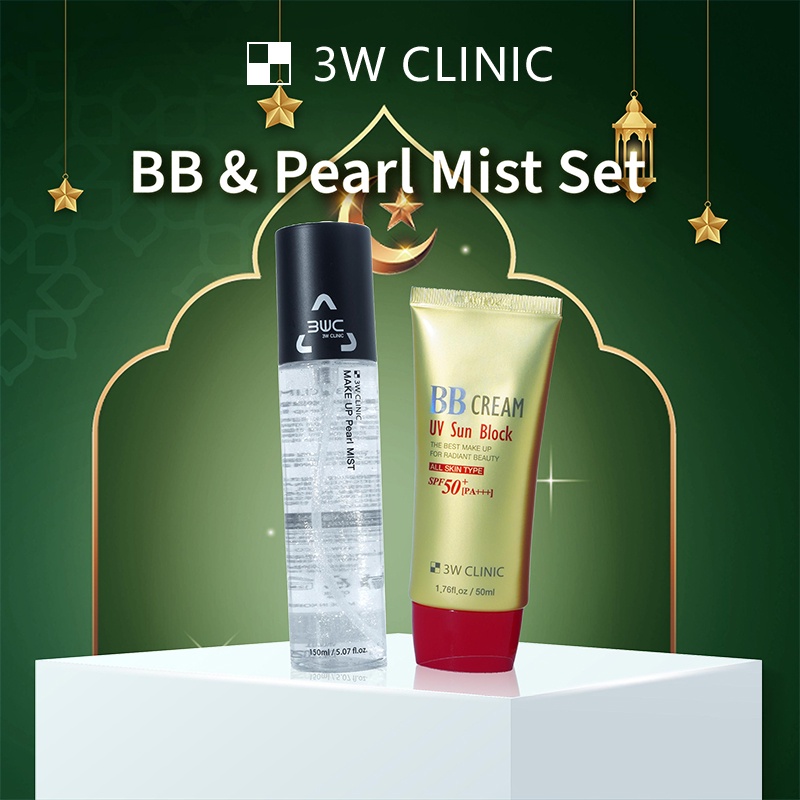 3W CLINIC Sunscreen UV Sun Block BB Cream SPF50 PA+++(50ml）+Make Up Pearl Mist(150ml) | Shopee ...