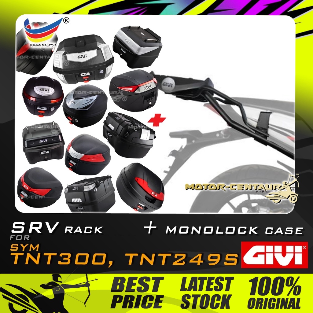 SET KOMBO KOTAK/BOX GIVI B27/B270/B32/B33/B42/B45/E30/E43 TOP CASE + GIVI BENELLI TNT 300 / 249S ...