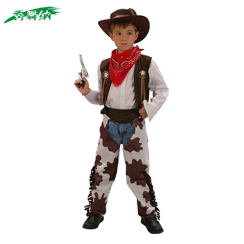 Kanak-kanak barat lelaki koboi kostum Halloween Cosplay penyamaran bola ...