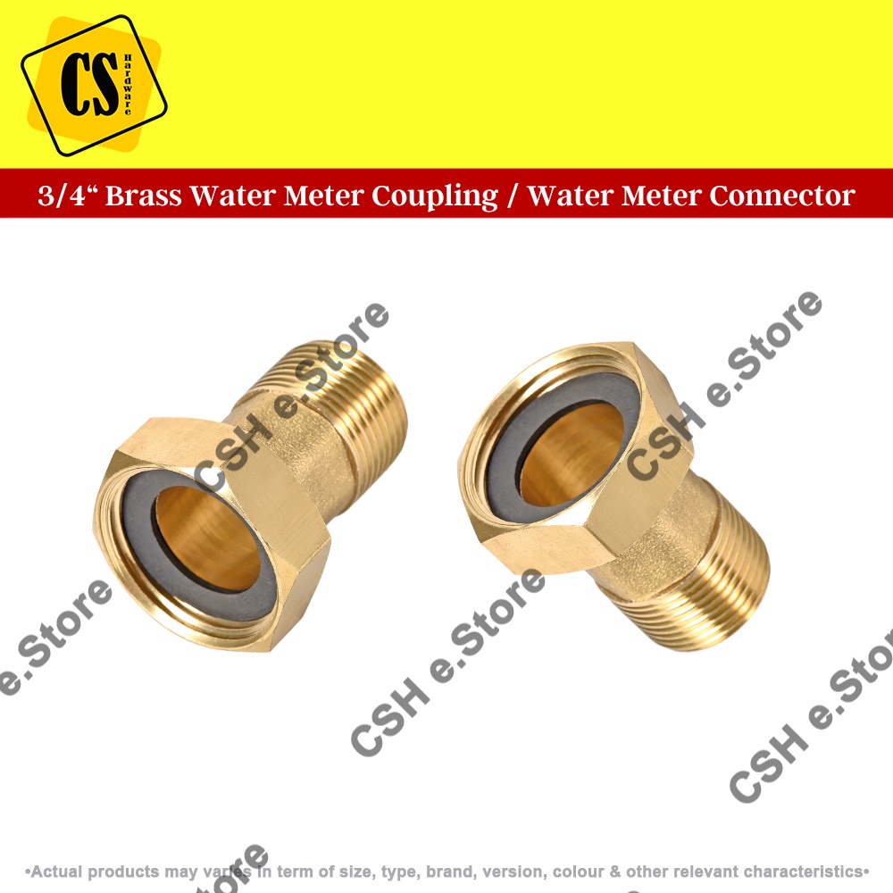 Brass Meter Coupling Connector Socket 3/4" x 1/2" for Water Meter Socket Weter Meter joint 2pc ...