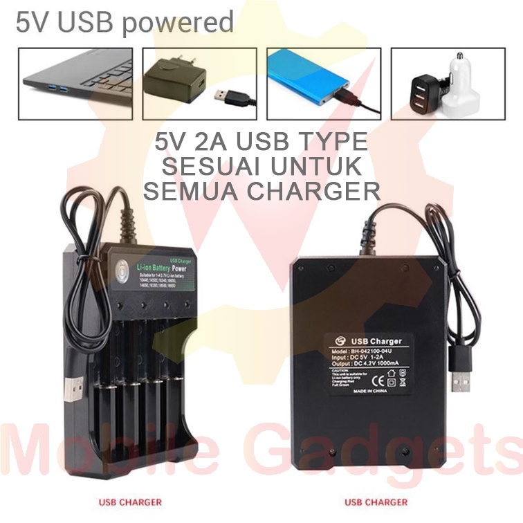 USB 18650 lithium fast charger 2 4 slots li-ion Rechargeable 3.7V 4.2V ...