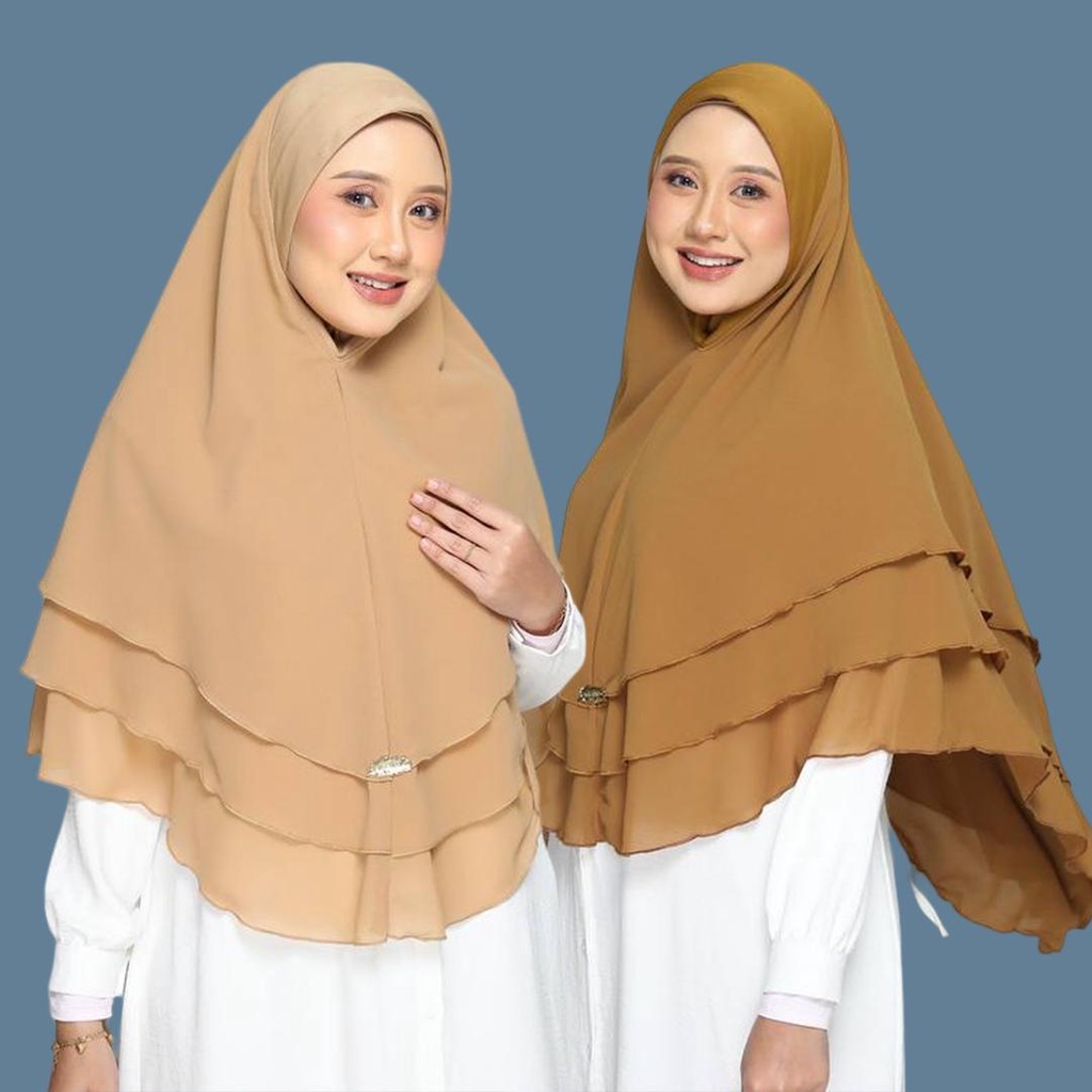 Tudung Sarung Chiffon Labuh | Khimar Chiffon 3 Layer Berdagu | Shopee ...