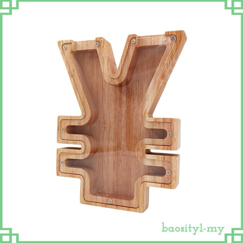 [BaositybfMY] Wooden Money Box Rmb Symbol with Transparent Window ...