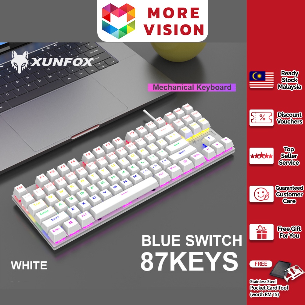 XUNFOX K80 K10 Gaming Mechanical Keyboard USB Luminous RGB Light Color ...