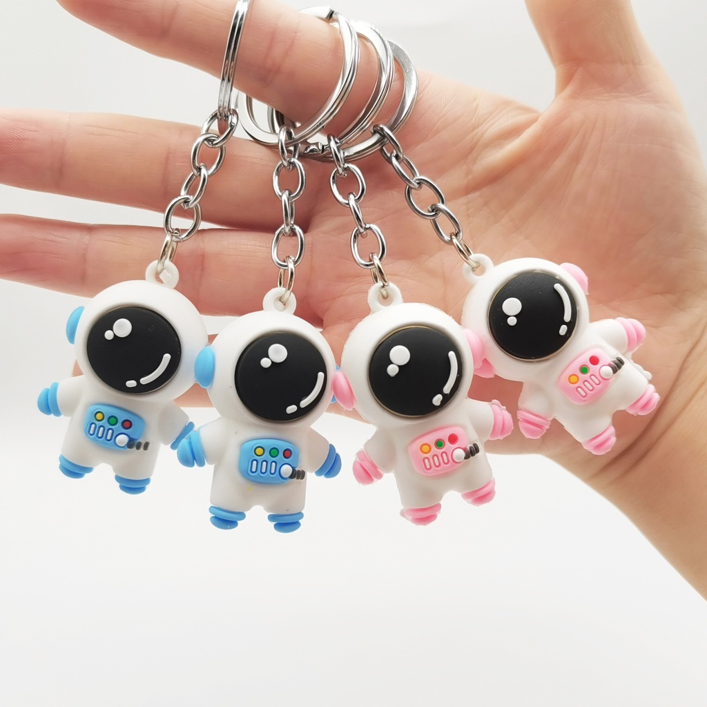 Cartoon Pink Astronaut Space Keychain Cute Spaceman Key Chains Backpack Car Key Rings Party ...