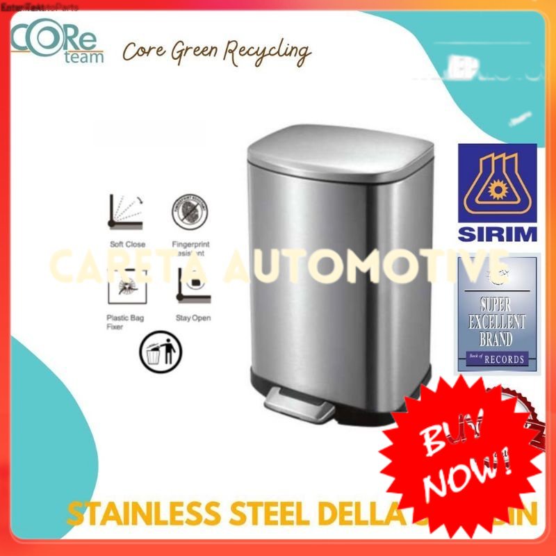 (Ready Stock) Core Green Recycling 12L STAINLESS STEEL DELLA STEP BIN ...