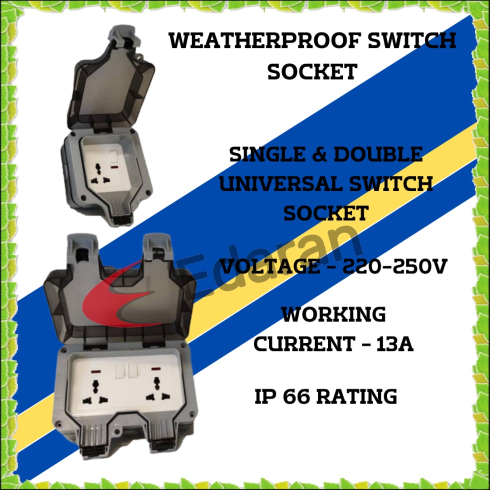 JY WEATHERPROOF OUTDOOR 13A UNIVERSAL SWITCHES SINGLE OR DOUBLE WALL ...