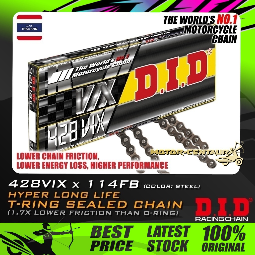 RANTAI DID T-RING SEALED CHAIN 428VIX X 114FB,114L,114 STEEL FOR YAMAHA ...