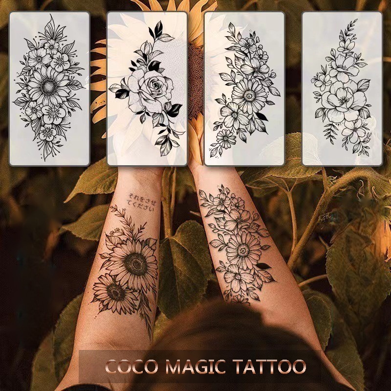 【COCO Magic Tattoo】 Lasts 15 days ；4 sheets；18cm*11cm；tattoo sticker waterproof long lasting ...