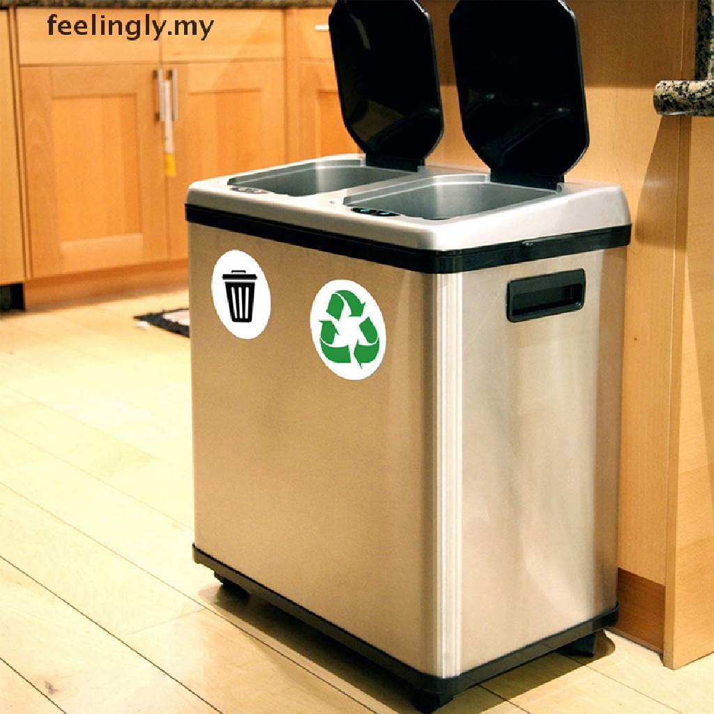 【Ready Stock】 6pcs Diameter 5inch PVC Recycle Trash Bin Sticker Vinyl ...