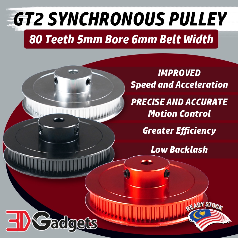 GT2 Synchronous Pulley 80 Teeth 5mm Bore 6mm Belt Width for FDM 3D ...