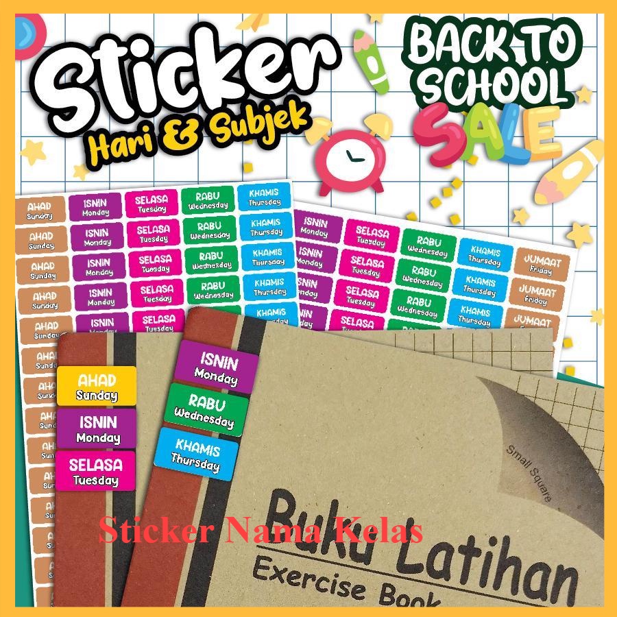 Label Stiker hari, subjek buku sekolah | Hari sekolah | Nama mata ...