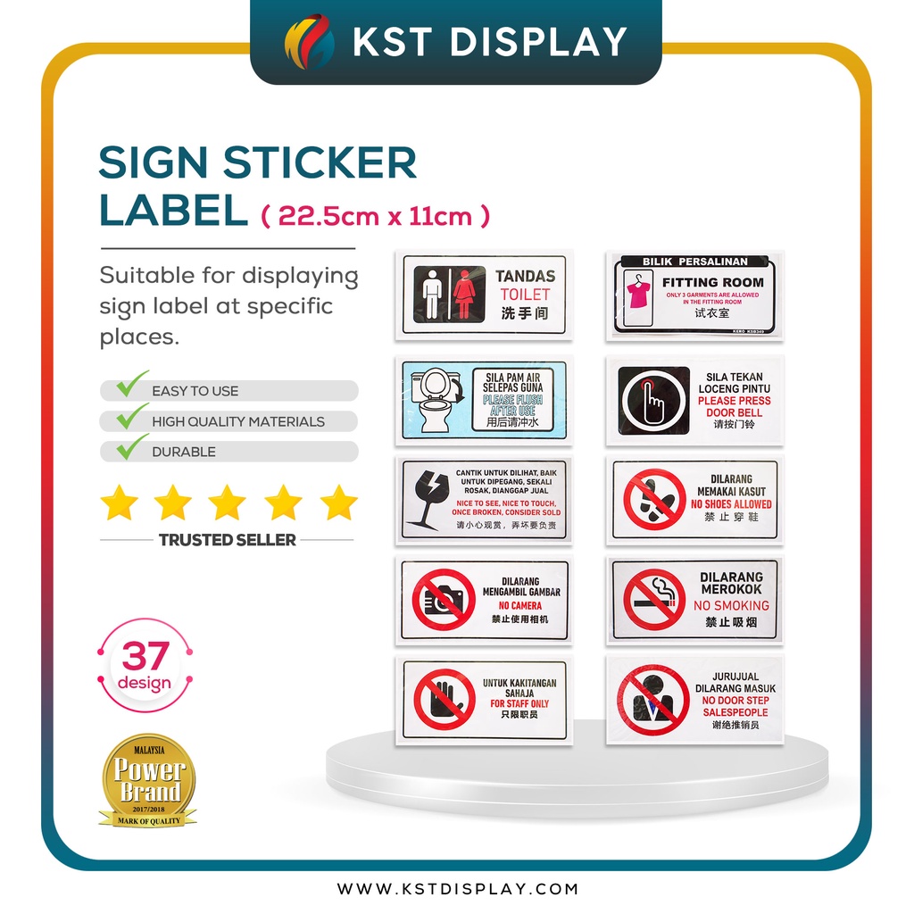 (Ready Stock) Sign Sticker / Papan Tanda / Adhensive Sticker / Sticker ...