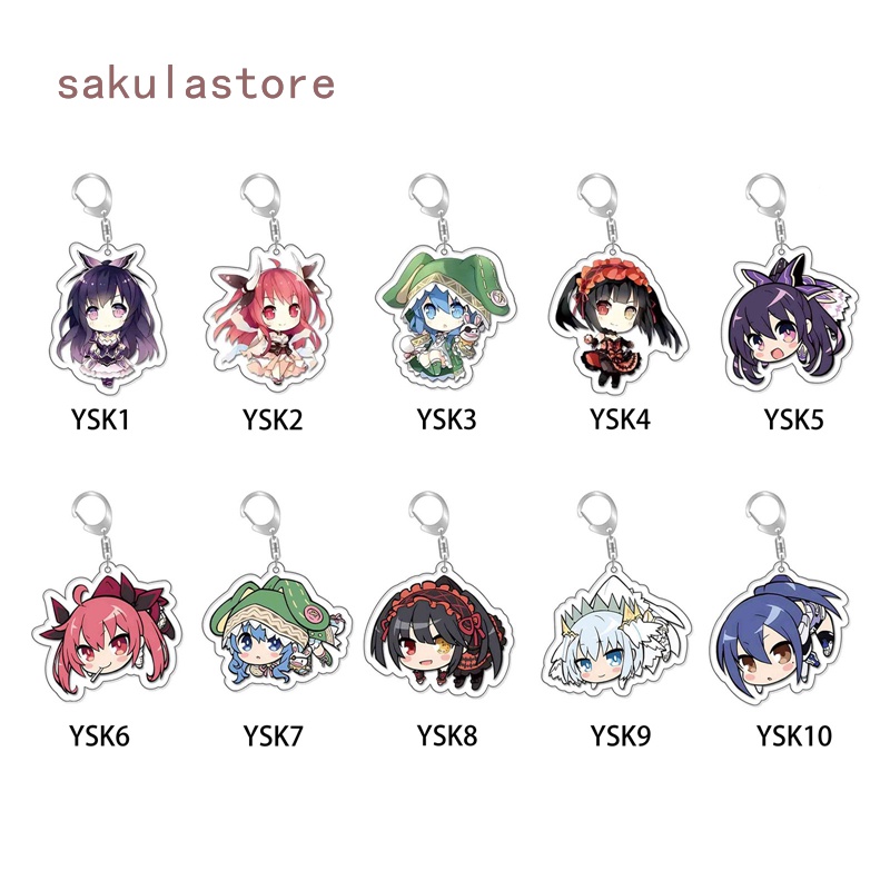 Anime Date A Live Tokisaki Kurumi Keychain Cosplay Acrylic Key Ring ...