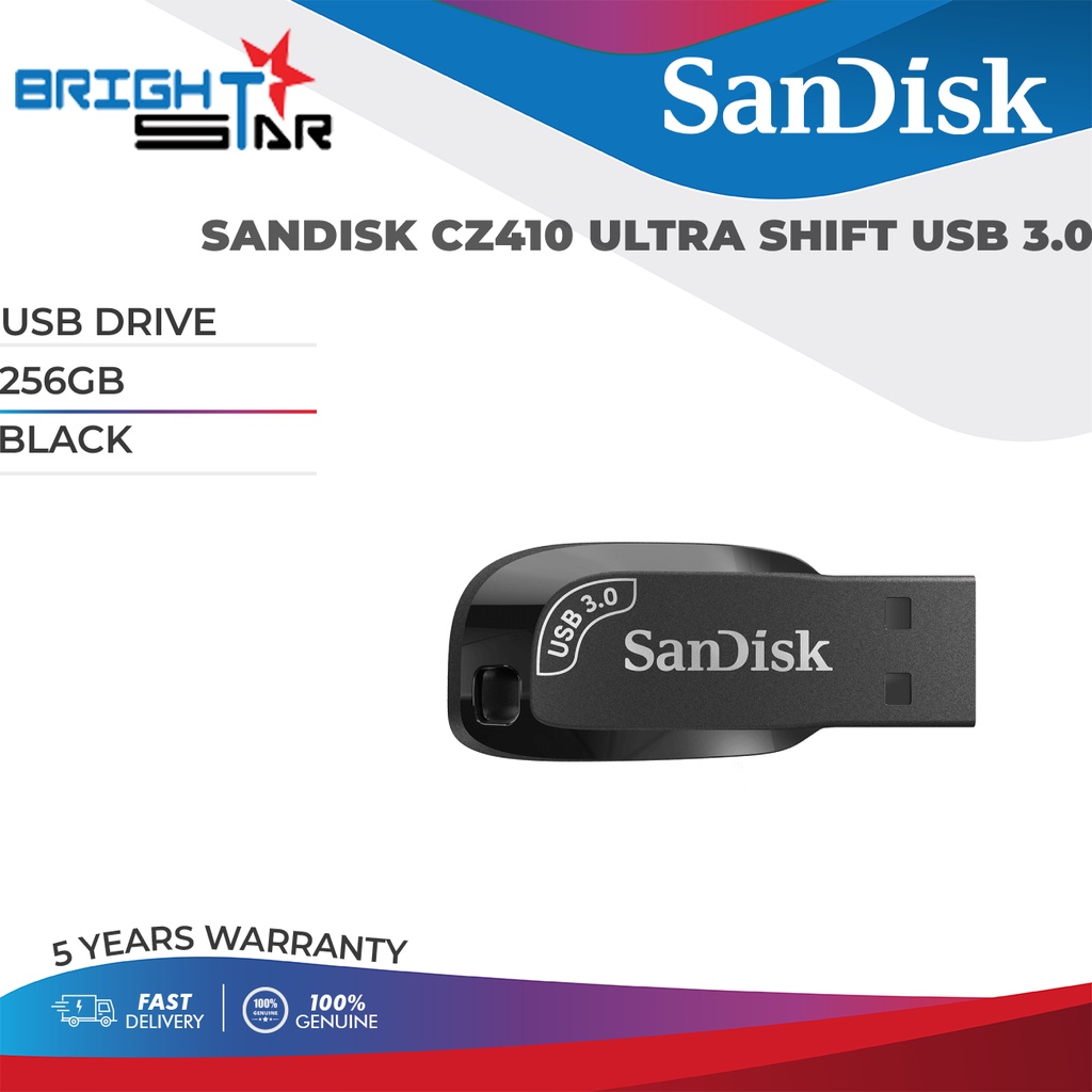 SANDISK CZ410 ULTRA SHIFT USB 3.0 FLASH DRIVE BLACK (32GB / 64GB ...
