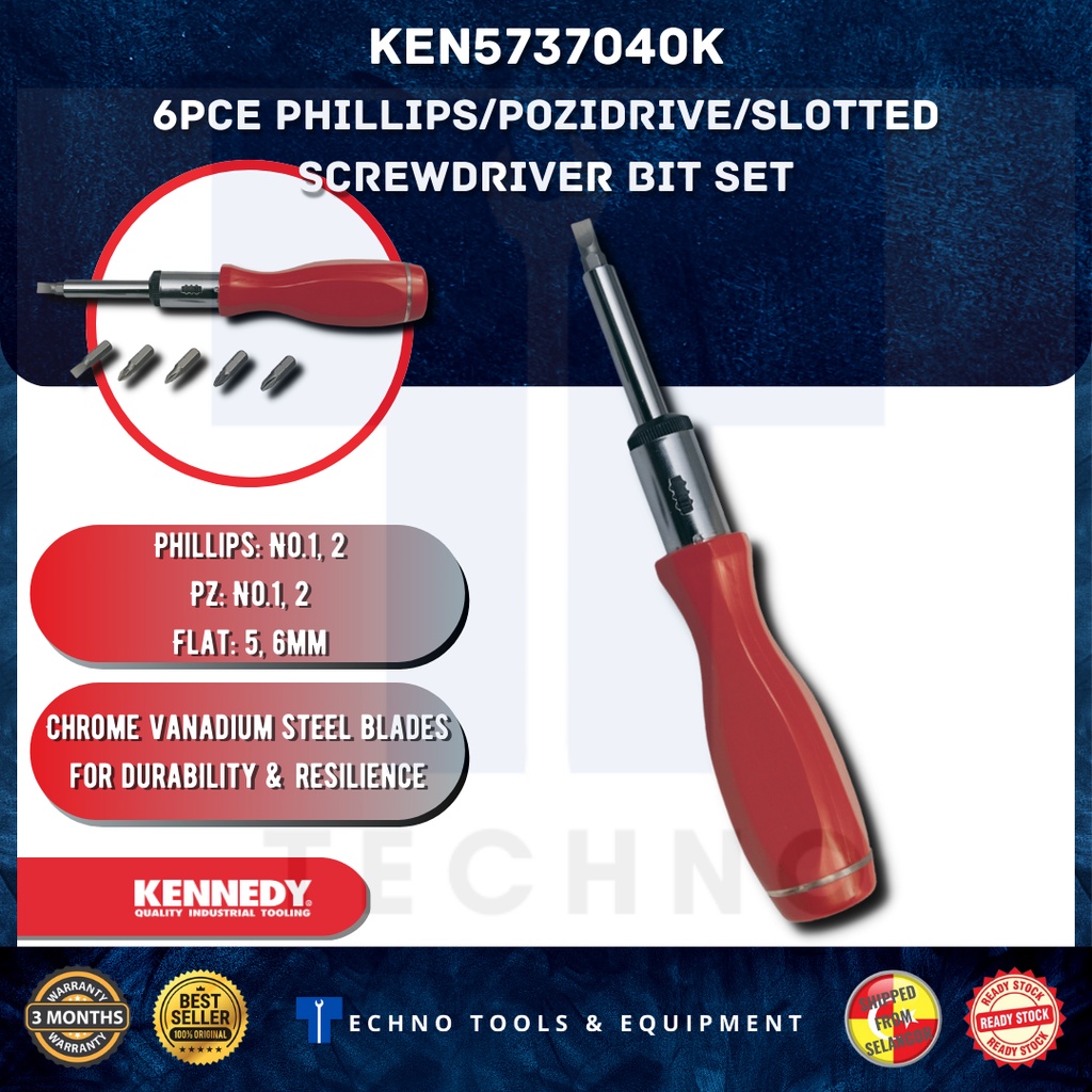 1/4" HEX BIT RATCHET DRIVER SET C/W 6 BITS KEN5737040K - 100% New ...