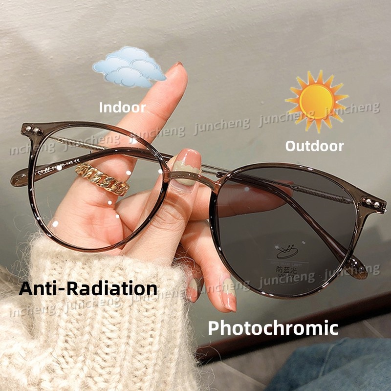 Fashion Photochromic Anti Radiation Eyeglasses For Women/Men Anti Blue ...