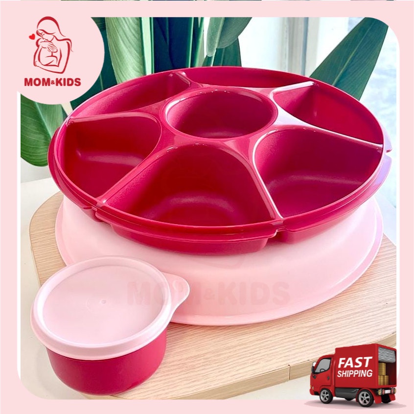 Tupperware Maroon Gourmet Red Merah Serving Center Modular Carousel 6 ...