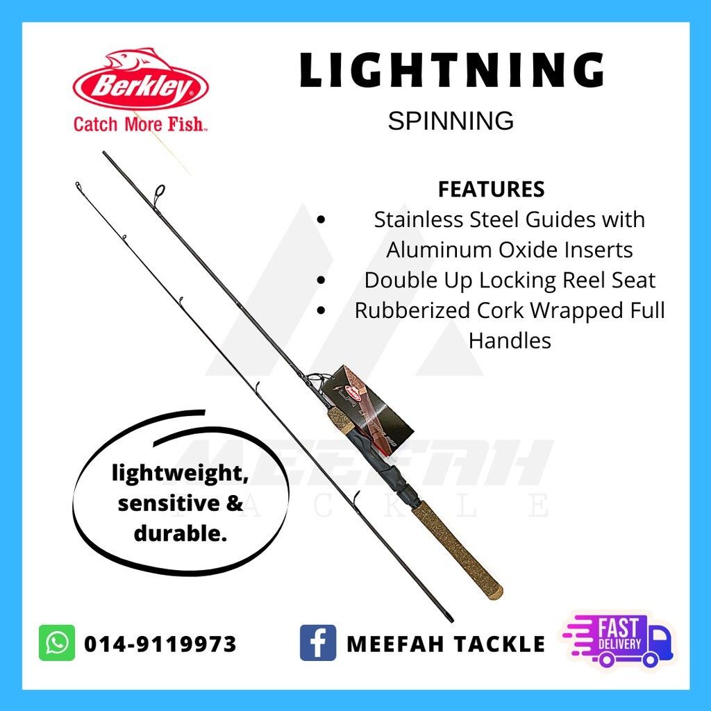 BERKLEY LIGHTNING 🔥PVC Pipe🔥- Baitcast BC & Spinning Fishing Rod Joran ...