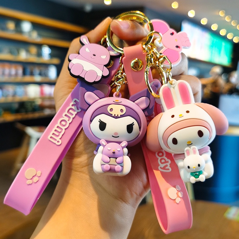 Cartoon Cute Kuromi Melody Key Ring Pendant Car Keychain Hug ...