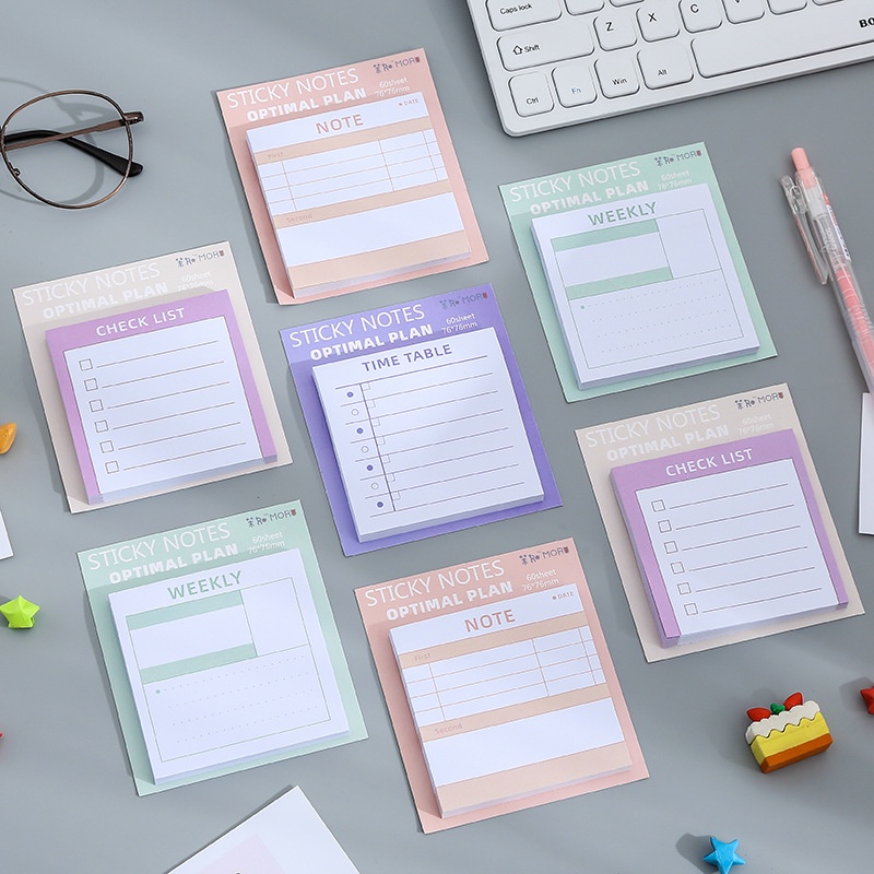 60 Sheets Optimal Plan Sticky Notes Check List Note Weekly Time Table ...