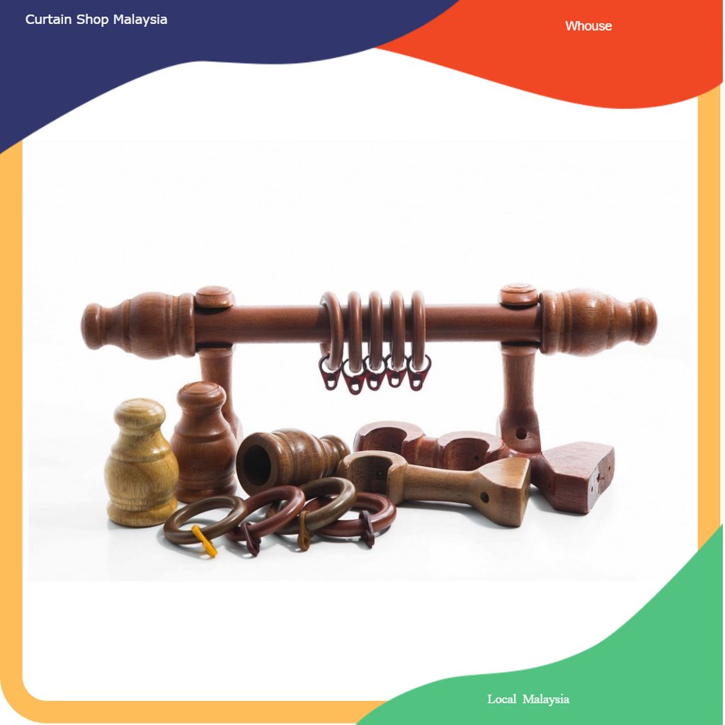 Long C Wooden Solid Curtain Rod Solid Rod 2 feet to 8 feet 28mm batang ...