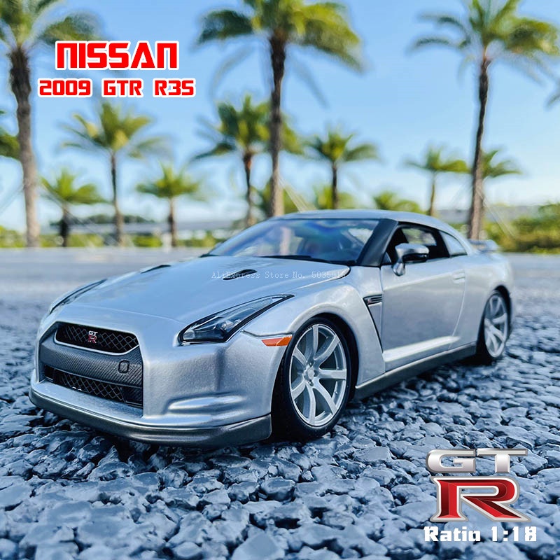 Bburago 1/18 2009 Nissan GT-R GTR R35 Silver Alloy Retro Car Model ...