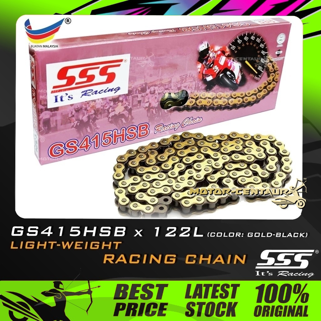 RANTAI SSS RACING CHAIN GS415HSB X 122L GOLD-BLACK GS 415HSB | Shopee ...
