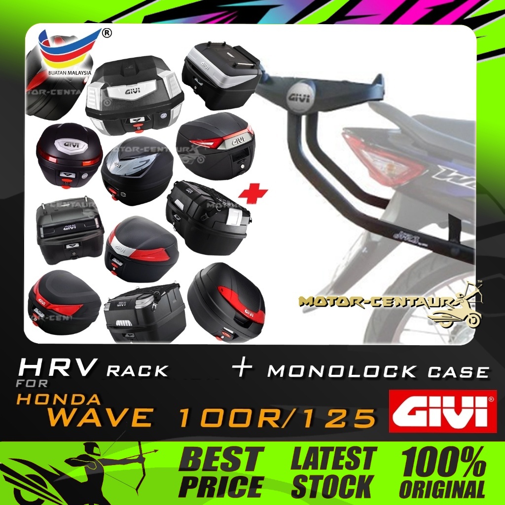 SET KOMBO KOTAK/BOX GIVI B27/B270/B32/B33/B42/B45/E43/E250 TOP CASE +GIVI HONDA WAVE 100R ...