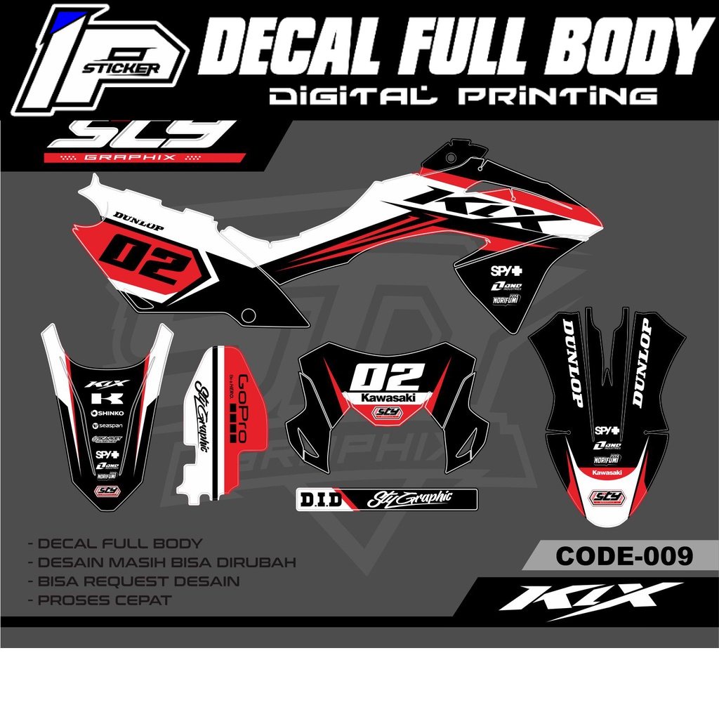 MERAH HITAM Decal KLX BF Red Black FULL BODY | Shopee Malaysia