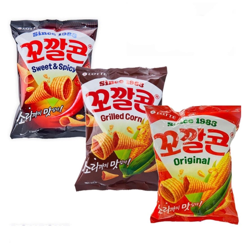 Korean Corn Cone Snack 67g (grilled corn flavor, sweet and spicy and ...