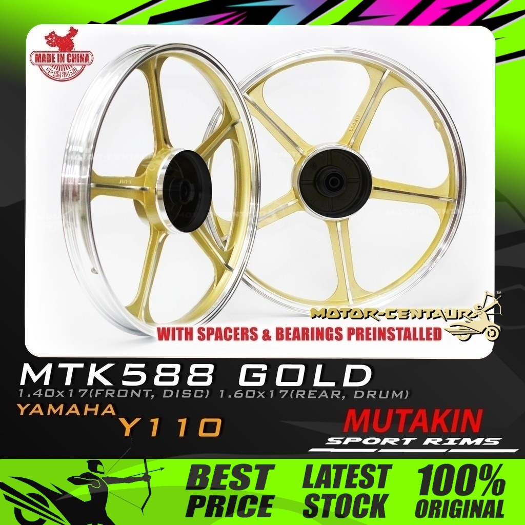 RIM MOTOSIKAL MUTAKIN SPORT RIMS W/BEARINGS 5L (MTK588) 1.40X17 (F) 1 ...