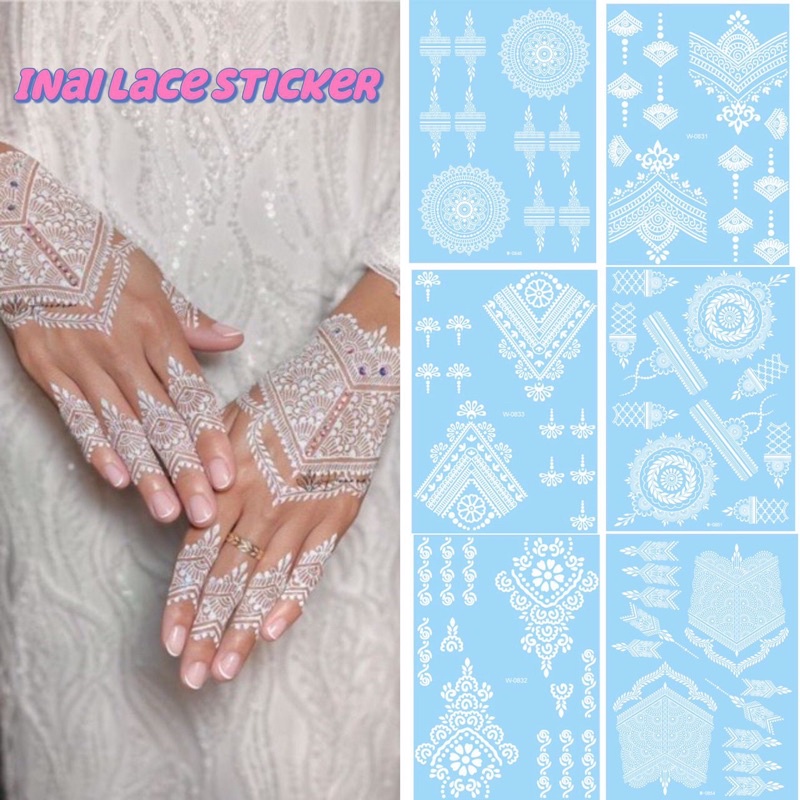 Henna Instant White Dark Red Sticker Inai Pengantin Sticker Lace ...