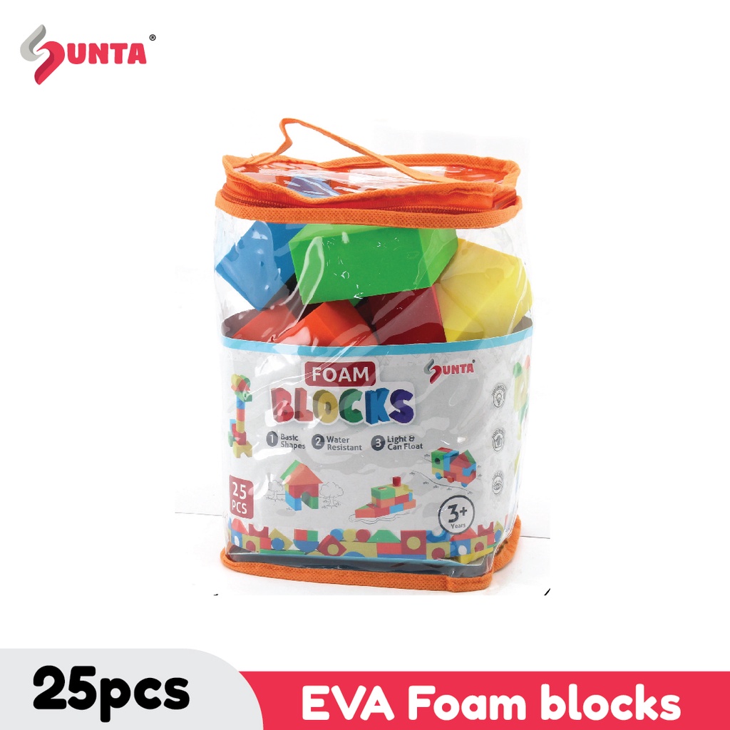 SUNTA 25pcs Non-Toxic EVA Foam Blocks for Babies and Children Early Learning Educational Toy ...