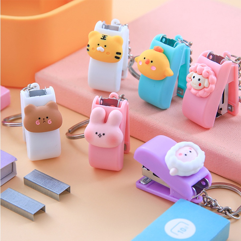 Multi-Function Cute Cartoon Animal Pendant Keychains Mini Stapler ...