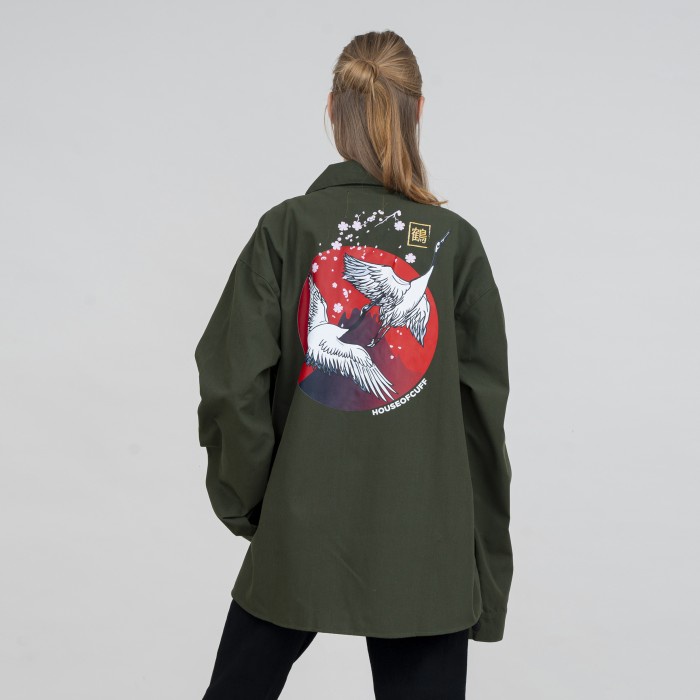 Ellipsescuff Parka Jacket Women Unisex Army Stork Pattern | Shopee Malaysia