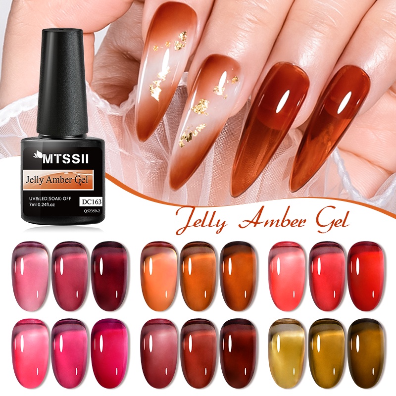 MTSSII Gel Nail Polish Jelly Amber Soak Off Translucent Pure Color Nail ...