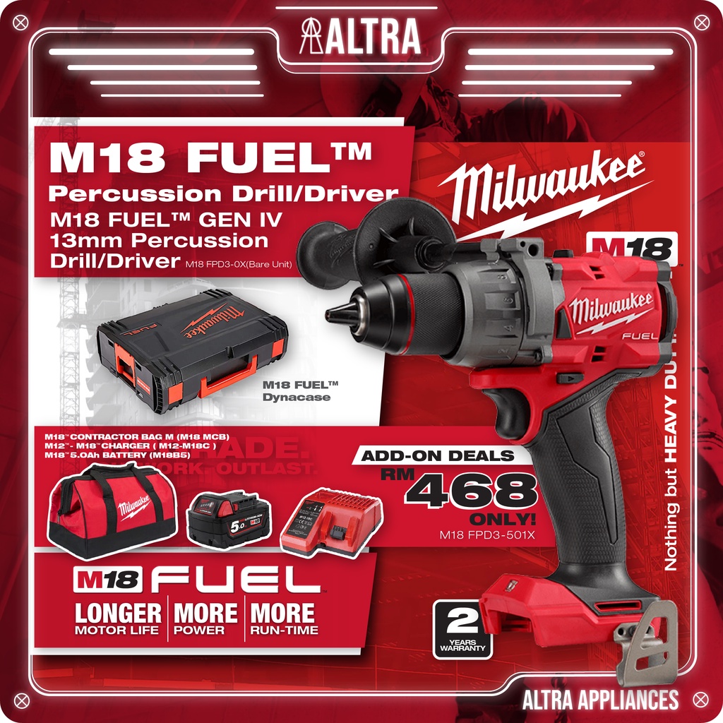 Milwaukee M18 FPD3-0X0 M18 FUEL Percussion Drill - Gen 4 | Shopee Malaysia