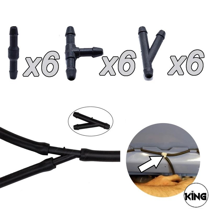 KI 18Pcs Car Wiper Spray Joiner Pipe Connector / T Y I Type Windscreen ...