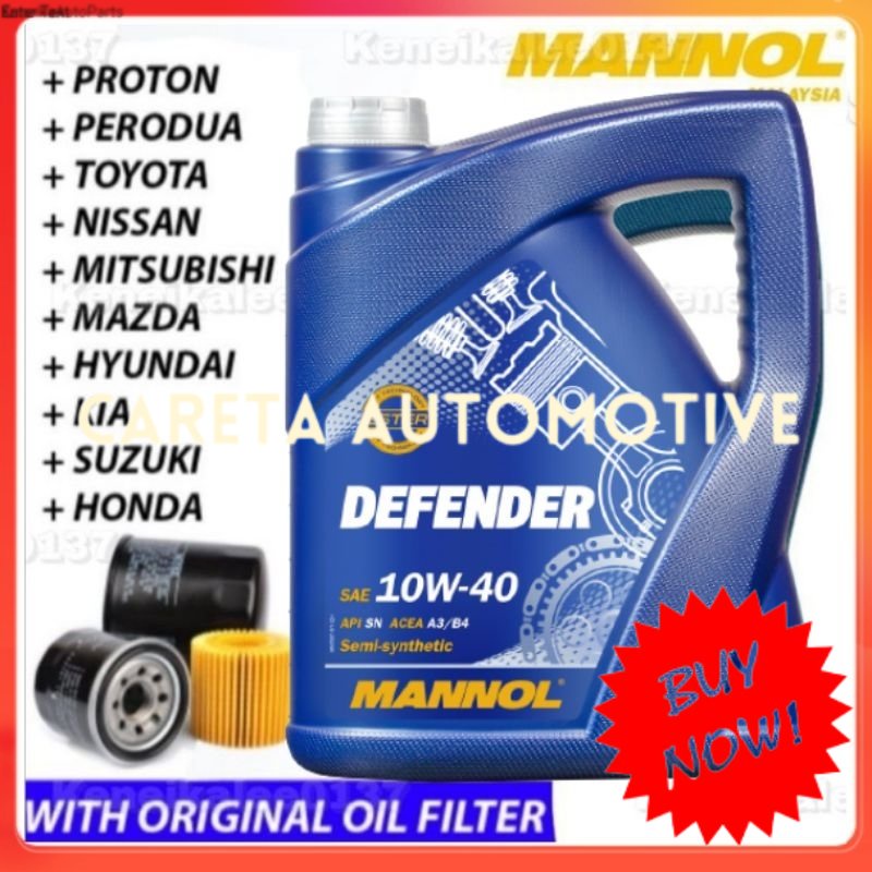 (FREE OIL FILTER) MANNOL Defender 5L MN 7507 10W40 Semi Synthetic 5L ...