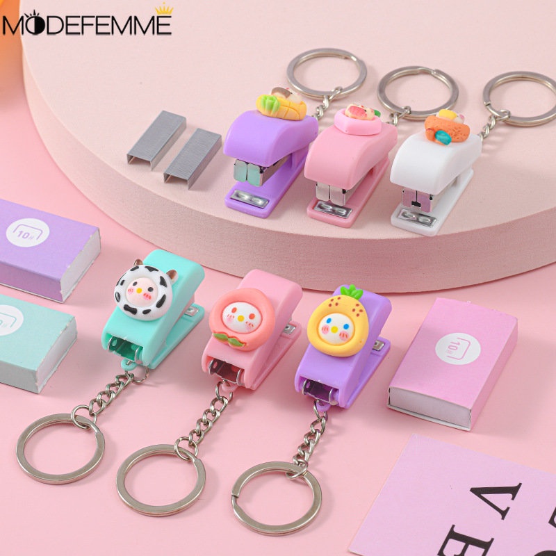 Cartoon Mini Stapler with Keychain Student Office Paper Stapler Test ...