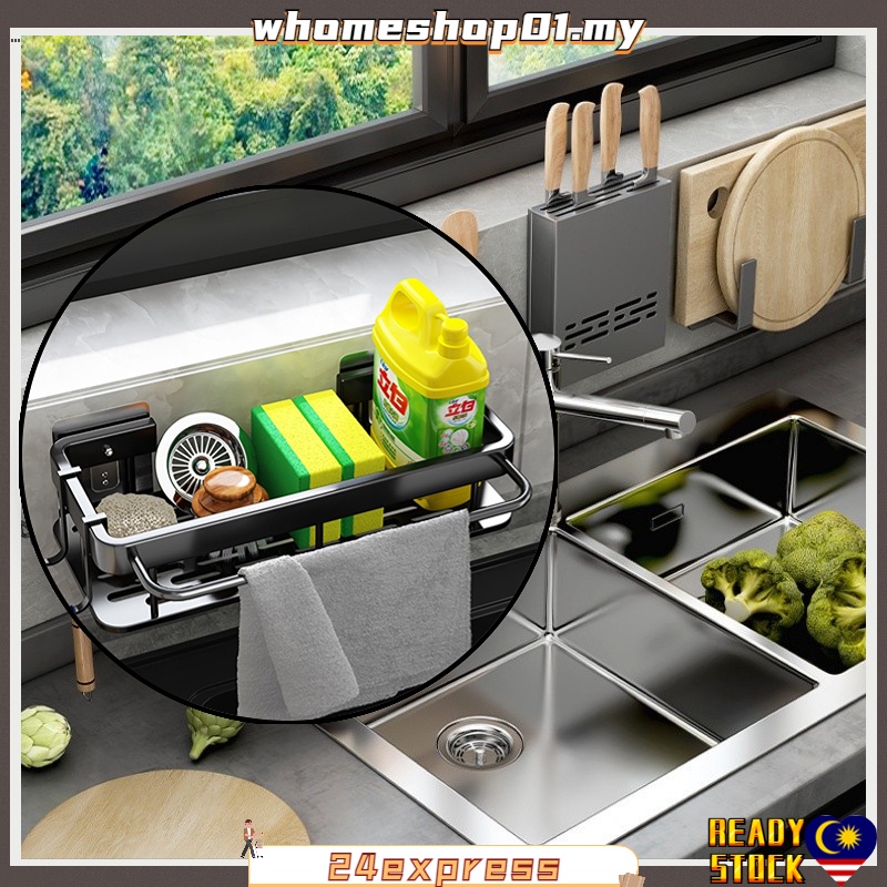 Kitchen Organizer Drainer Rack Sponge Holder Tempat Letak Sabun Basuh ...