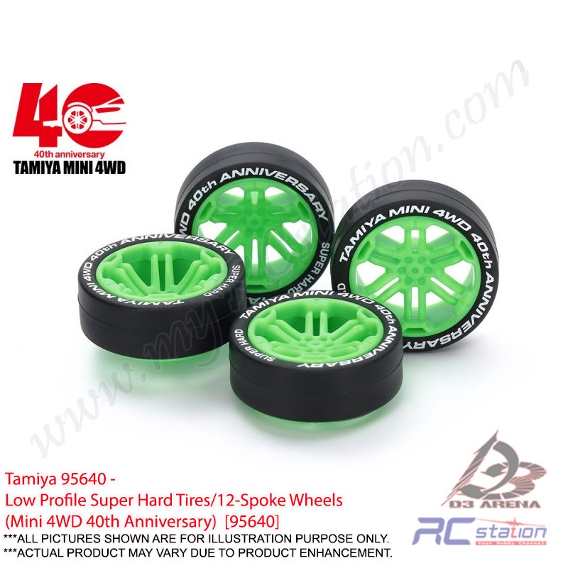Tamiya 95640 - Low Profile Super Hard Tires/12-Spoke Wheels (Mini 4WD ...