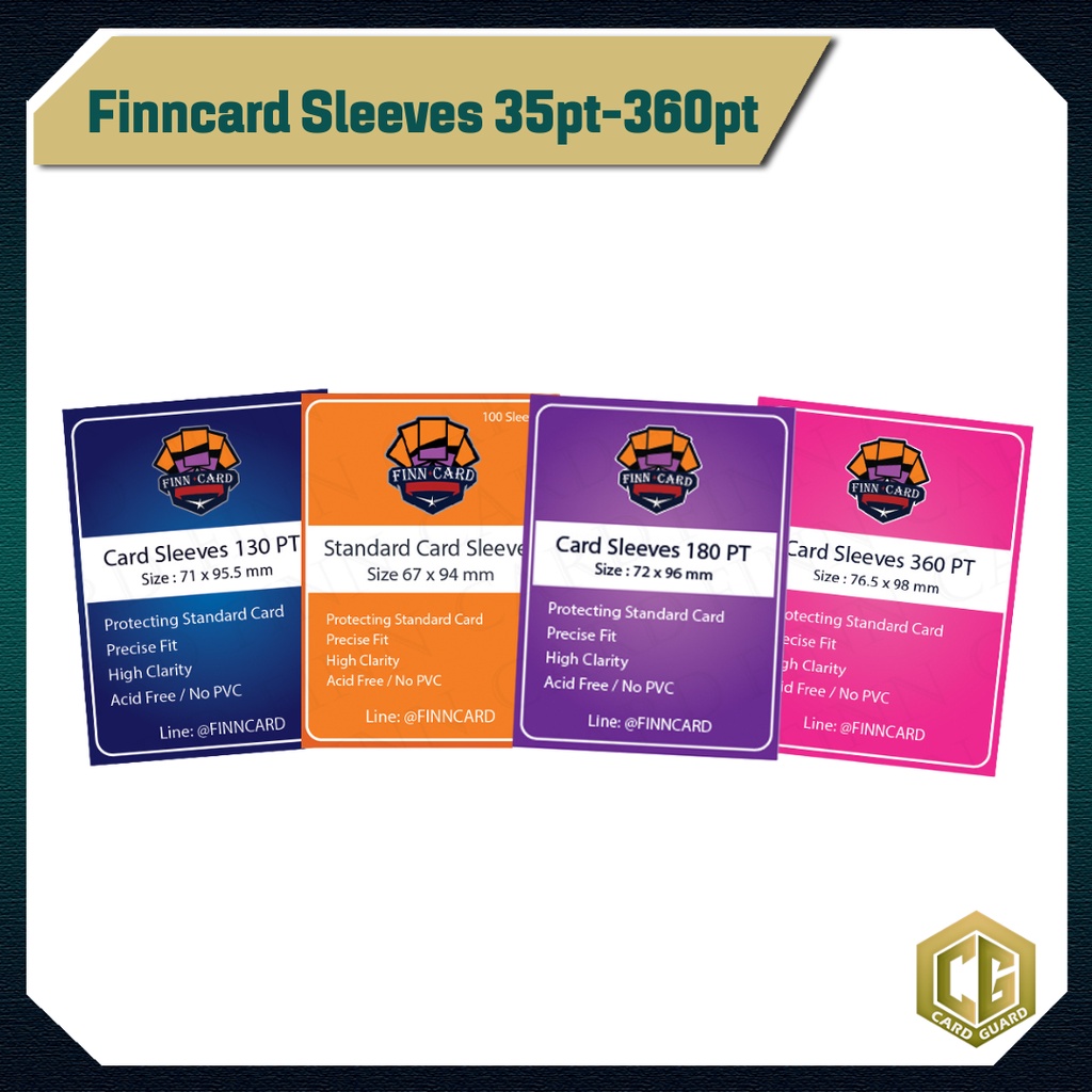 [Card Guard] FINNCARD SLEEVE Clear Envelope 35pt 130pt 180pt 360pt For Card (1 Pack Contains 100 ...