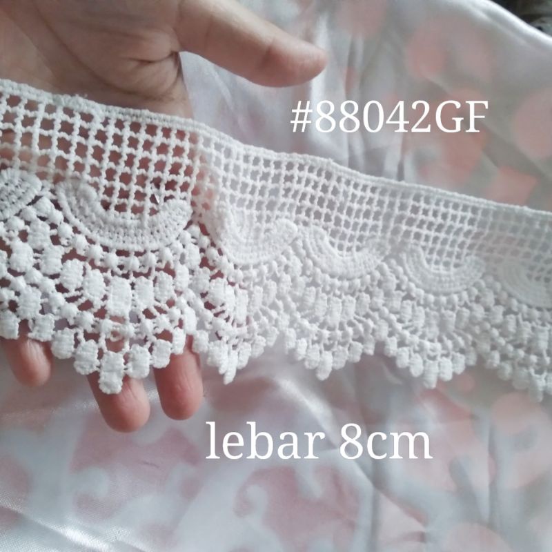 1 Meter Lace Lebar Milk Spun Polyster Lace Renda Putih Renda Langsir ...