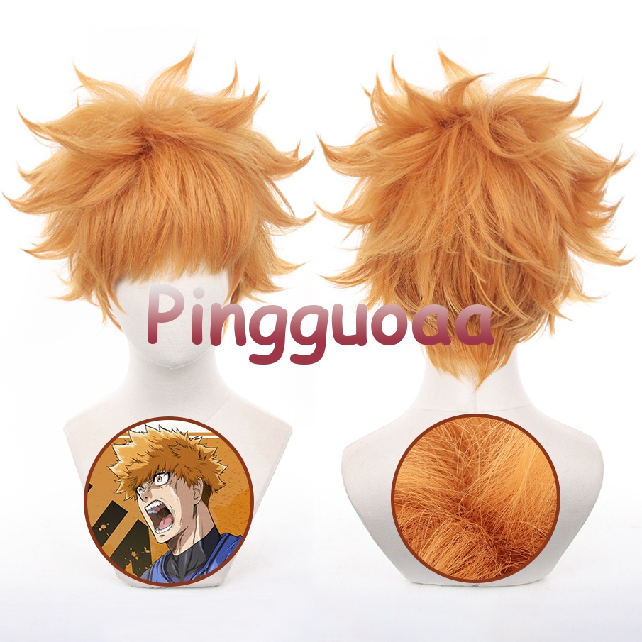 Anime Blue Lock Kunigami Rensuke Cosplay Wig 32cm Orange Short Wigs ...
